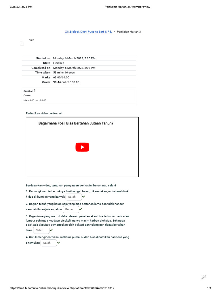 Penilaian Harian 3 - Attempt Review | PDF