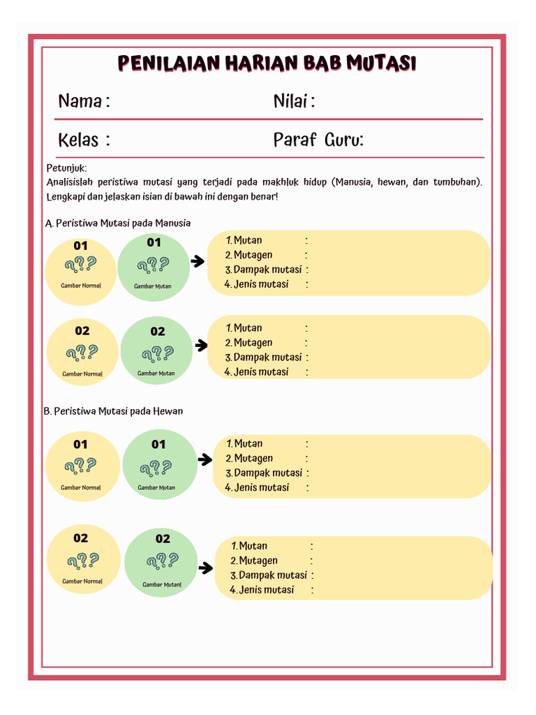 Penilaian Harian BAB Mutasi | PDF