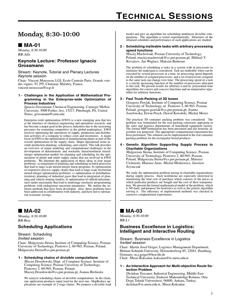 Program Euro25 | PDF | Scheduling (Production Processes) | Mathematical Optimization