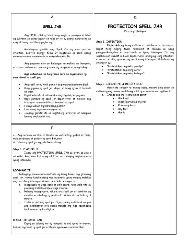 Protection Spell Jar | PDF