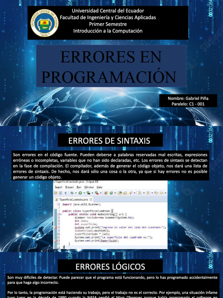 Errores en Programacion - Gabriel Piña | PDF | Programa de computadora | Programación