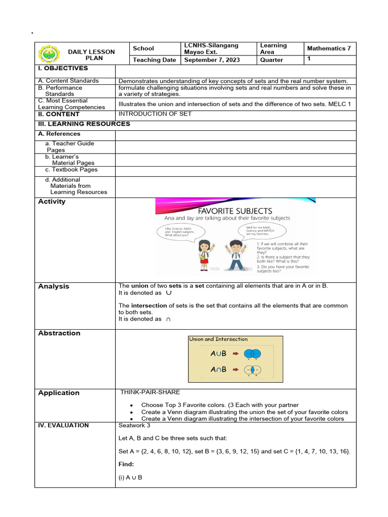 DLP Math7 Quarter1 Week1 D4 | PDF | Education Theory | Learning
