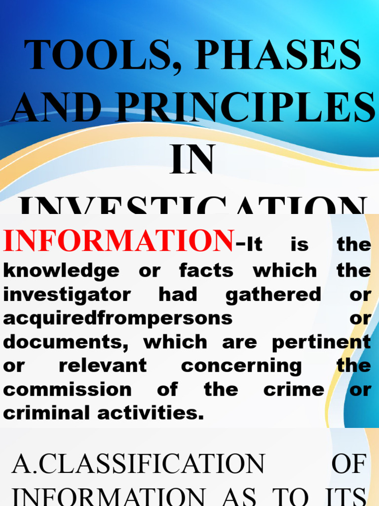 Tools in Investigation | PDF | Forensic Science | Interrogation