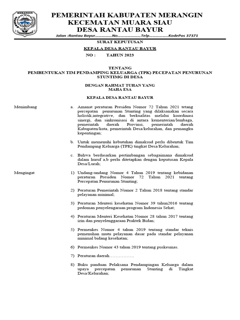 SK Tim Pendamping Keluarga | PDF