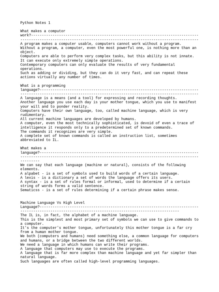 Python Notes 1 Pdf Computer Programming Source Code