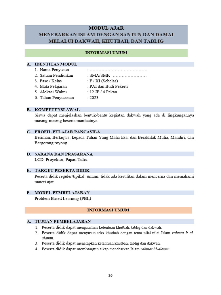 Modul Ajar Pai SMK Kelas Xi Bab 4 | PDF