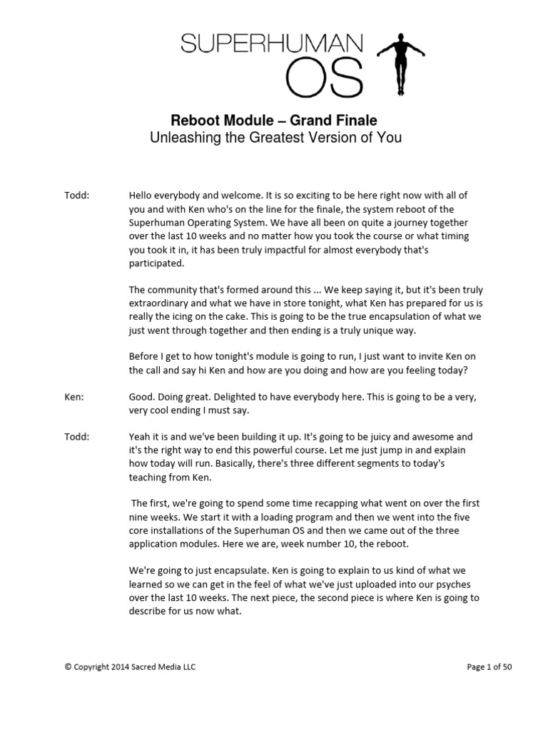 01 Reboot Module - Transcript | PDF | Consciousness | Personality Type