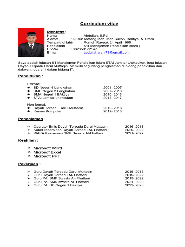 Curriculum Vitae Baru | PDF