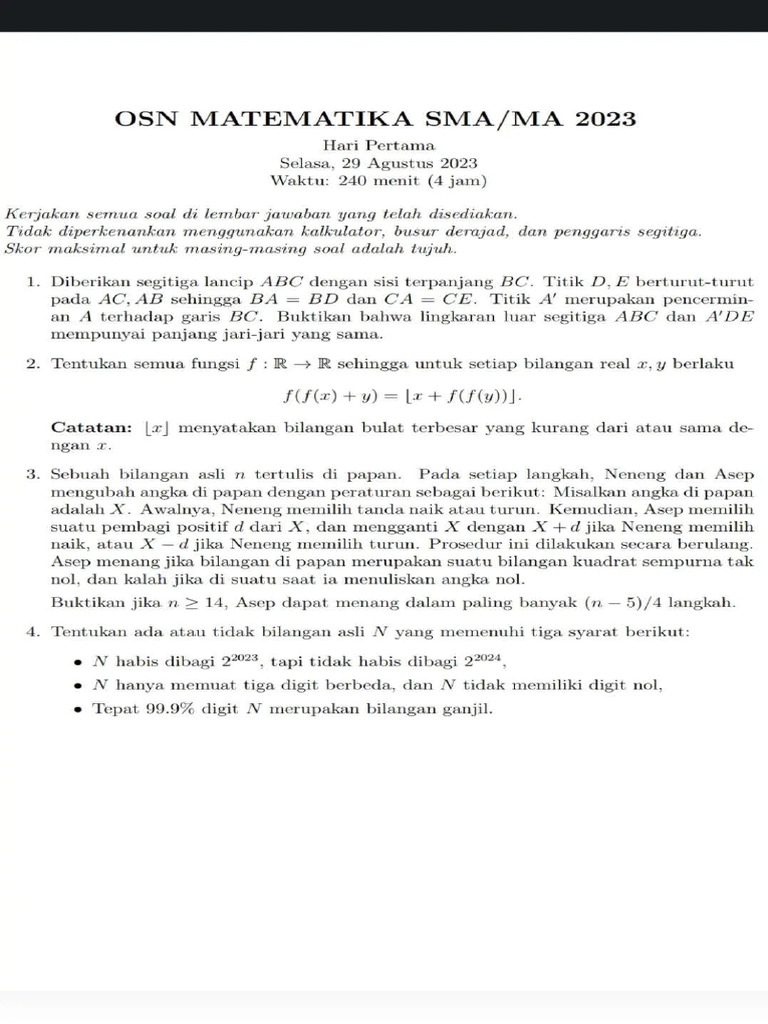 OSN Matematika 2023 | PDF