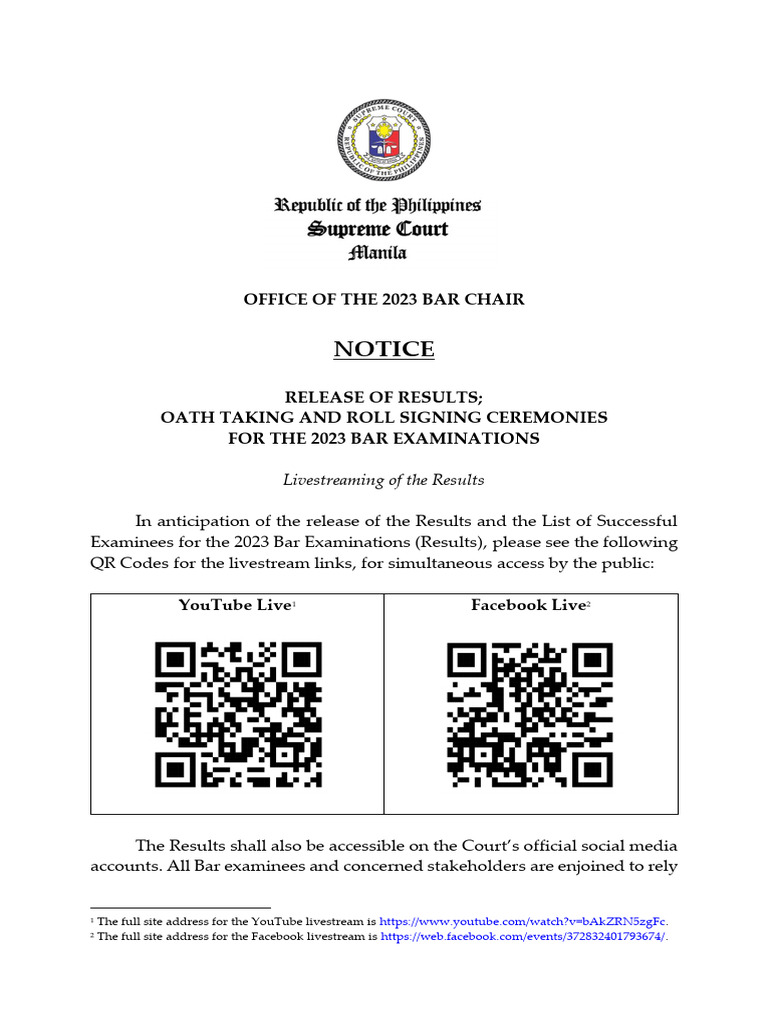 Bar Exam Notice Oathtaking | PDF