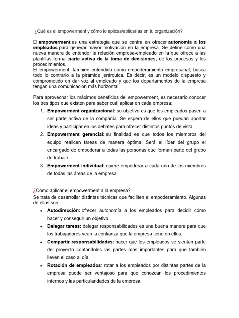 Qué Es El Empowerment y Cómo Lo Aplicas | PDF | Business | Empoderamiento