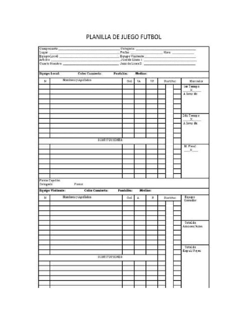 Planilla Imprimir Futbol 11 | PDF