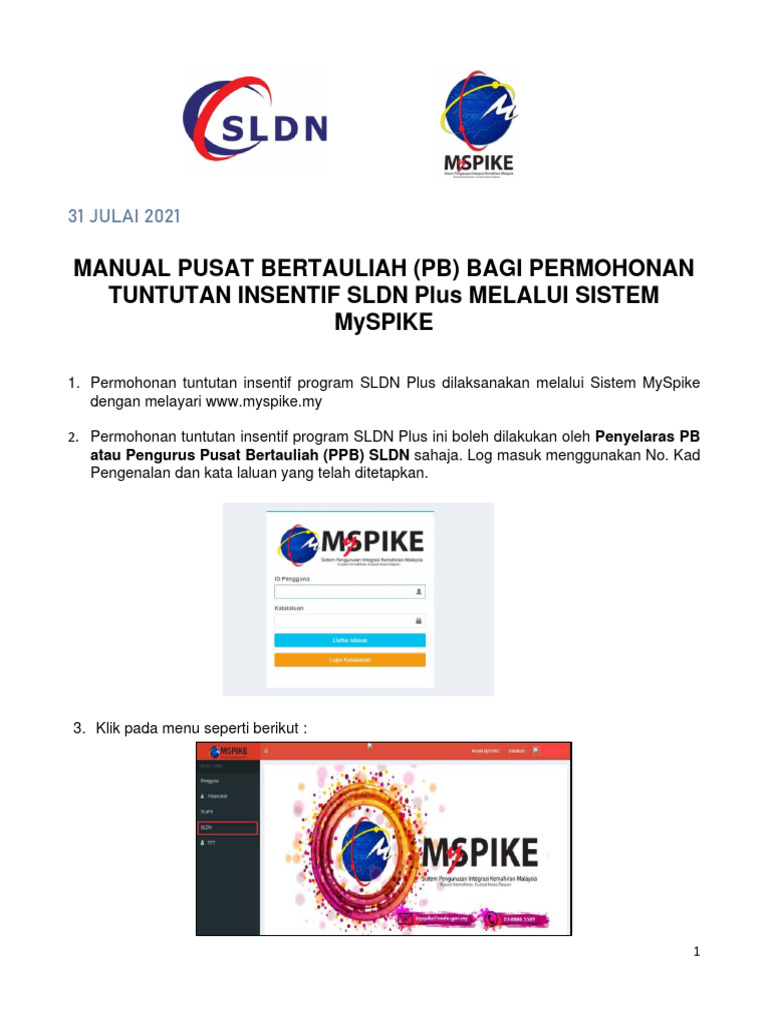 Manual PB Bagi Permohonan Tuntutan Insentif SLDN Melalui Myspike | PDF
