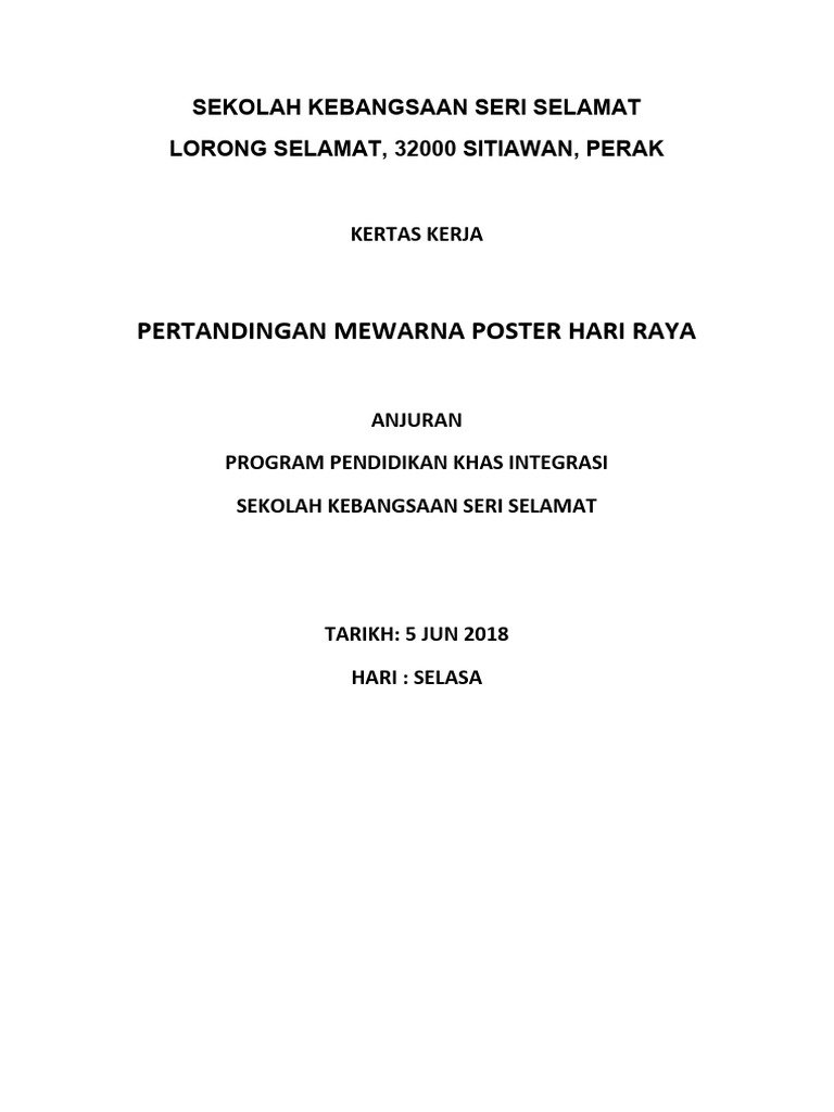 Kertas Kerja Kad POSTER RAYA | PDF