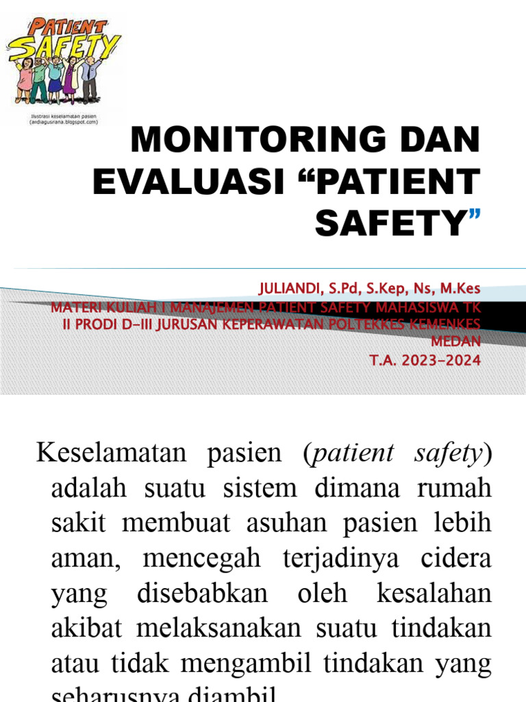 Materi Ke 9. Monitoring Dan Evaluasi Patient Safety | PDF