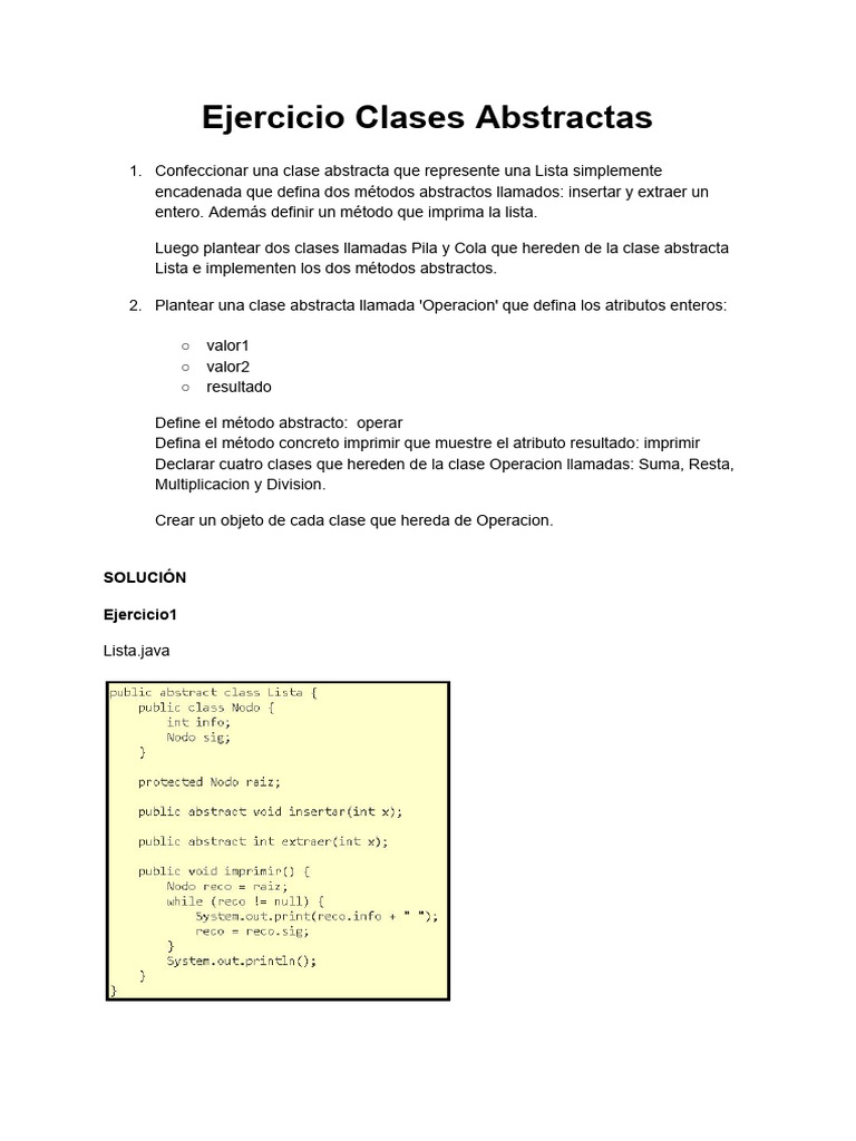 Ejercicio Clases Abstractas (SOLUCIÓN) | PDF