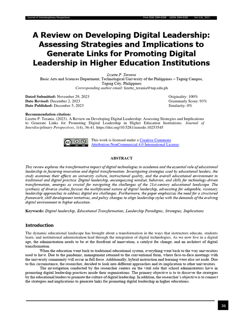 A Review On Developing Digital Leadership: Assessing Strategies and ...