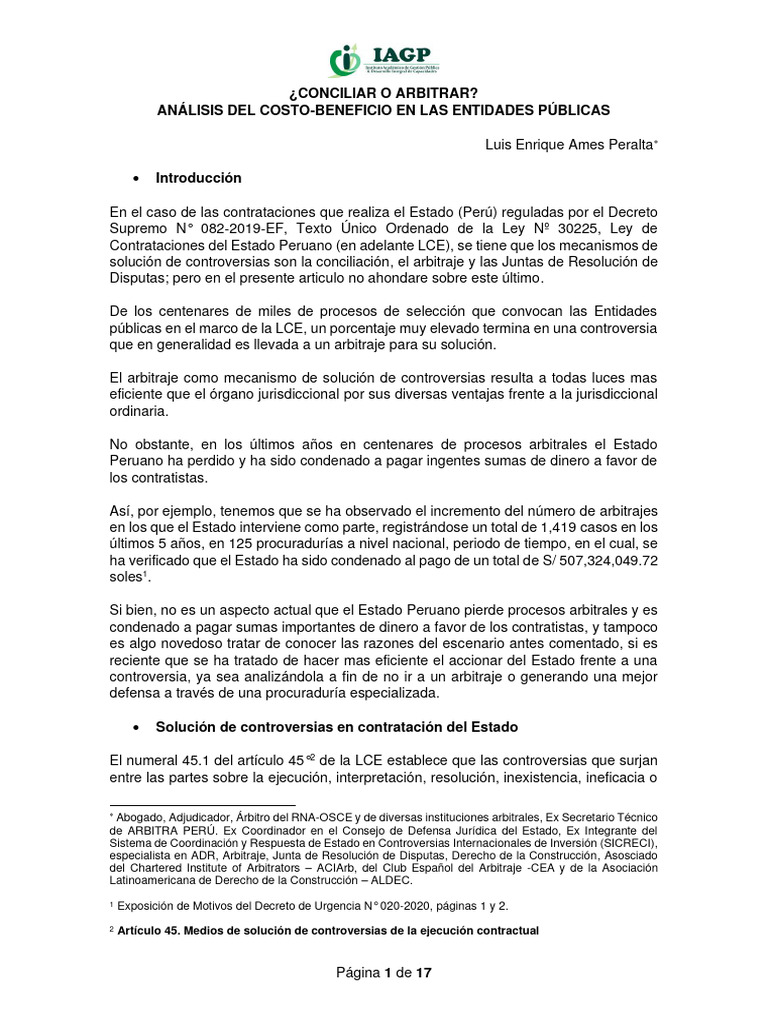 Cuando Conciliar o Arbitrar en Las Entidades Publicas | Descargar gratis PDF | Arbitraje | Justicia