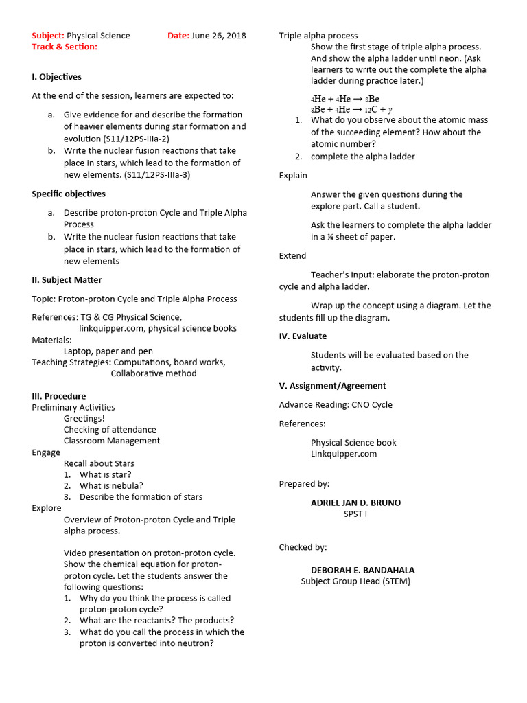 LP P.Scie 4 | PDF | Stars | Nuclear Fusion