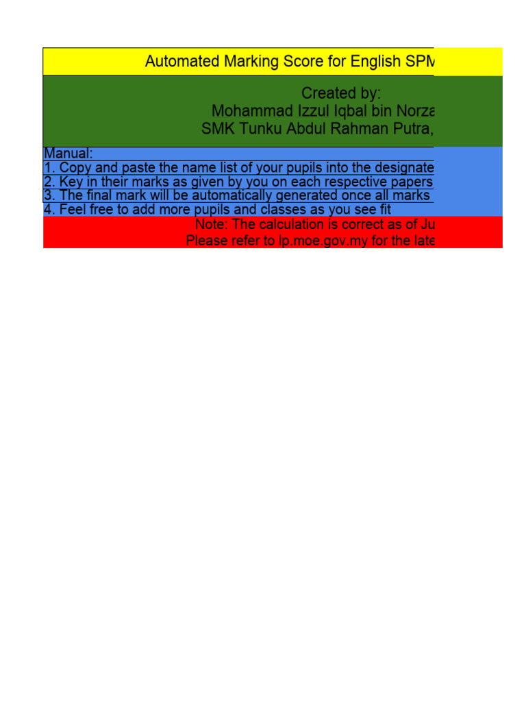 SPM English Automated Marking Guide | PDF