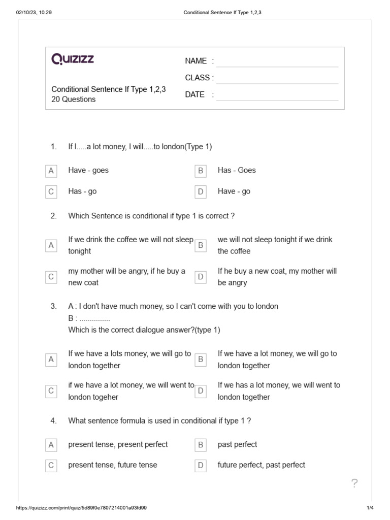 Conditional Sentence If Type 1,2,3 | PDF | Grammatical Tense ...