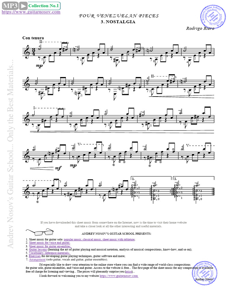 7 Nostalgia R.Riera | PDF | Sheet Music | Sound