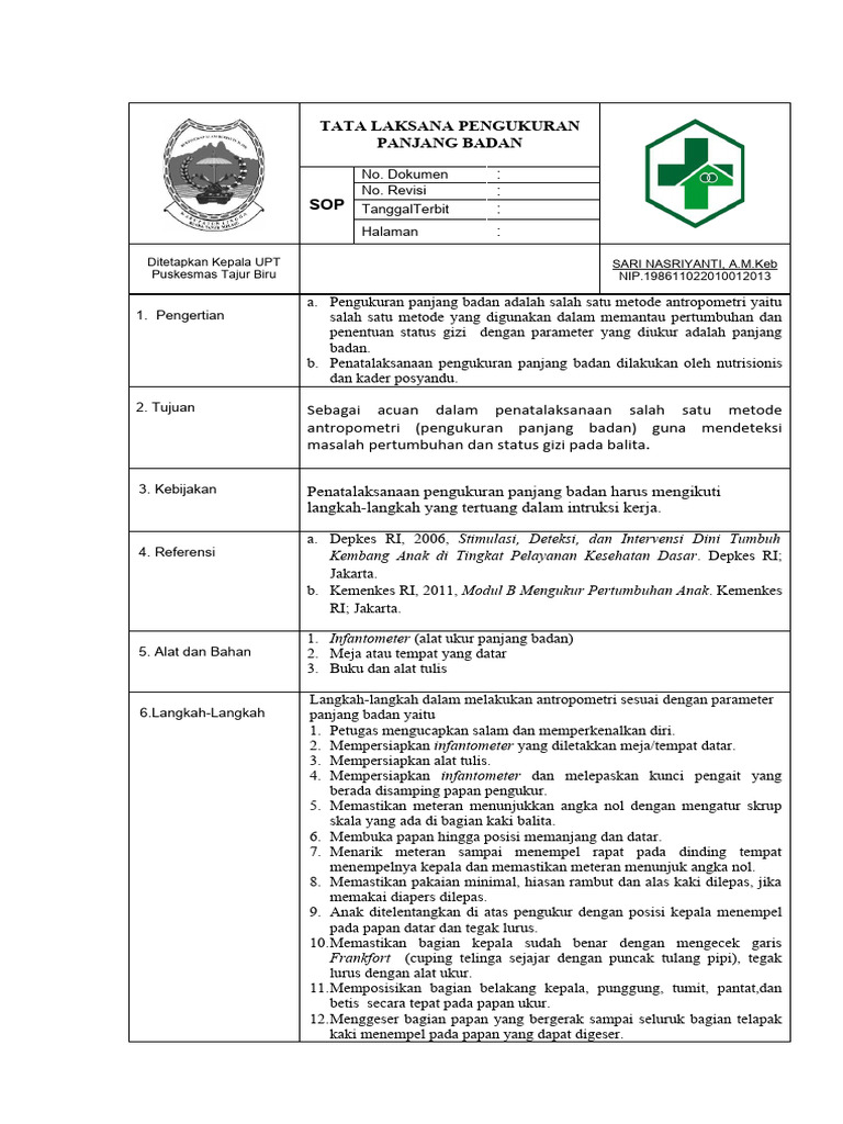 Sop Tatalaksana Pengukuran | PDF | Pengembangan Diri | Kesehatan Holistik
