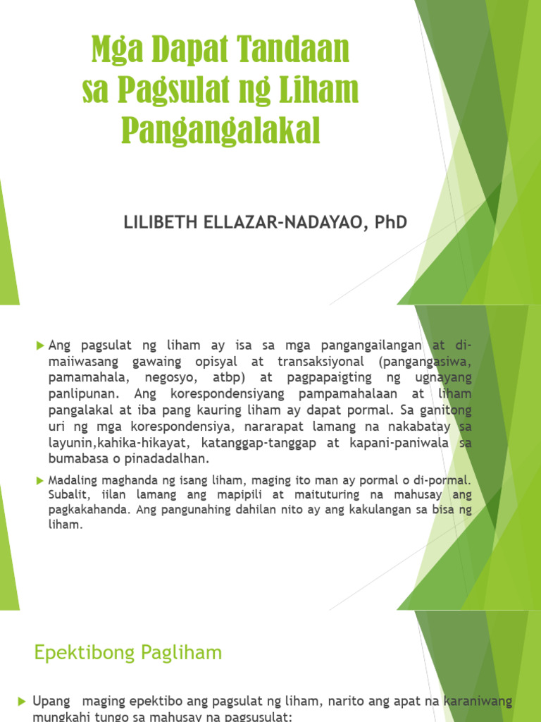 Mga Dapat Tandaan Sa Pagsulat NG Pormal Na Liham | PDF