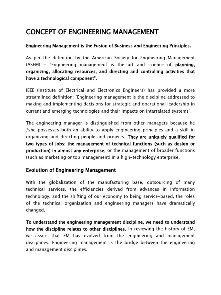 Concept of Engineering Management | PDF | Quality Management | Engineering