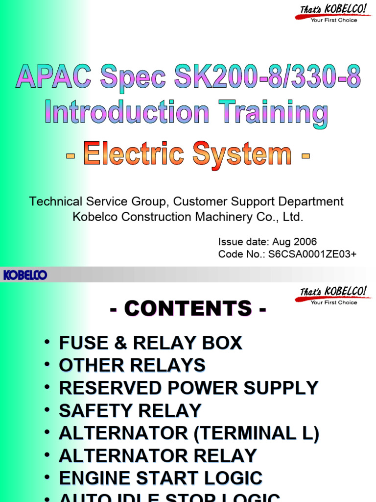 SK200-8 & SK330-8 Electric System | PDF | Relay | Power Supply