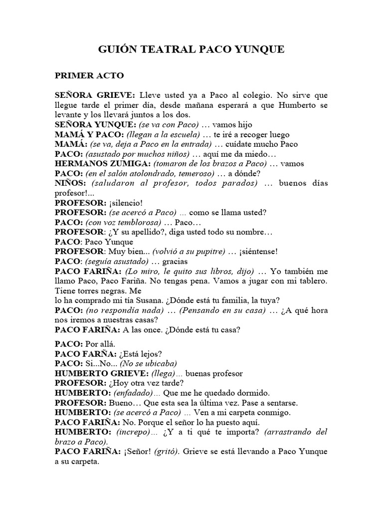 Guión Teatral Paco Yunque | PDF | Arte