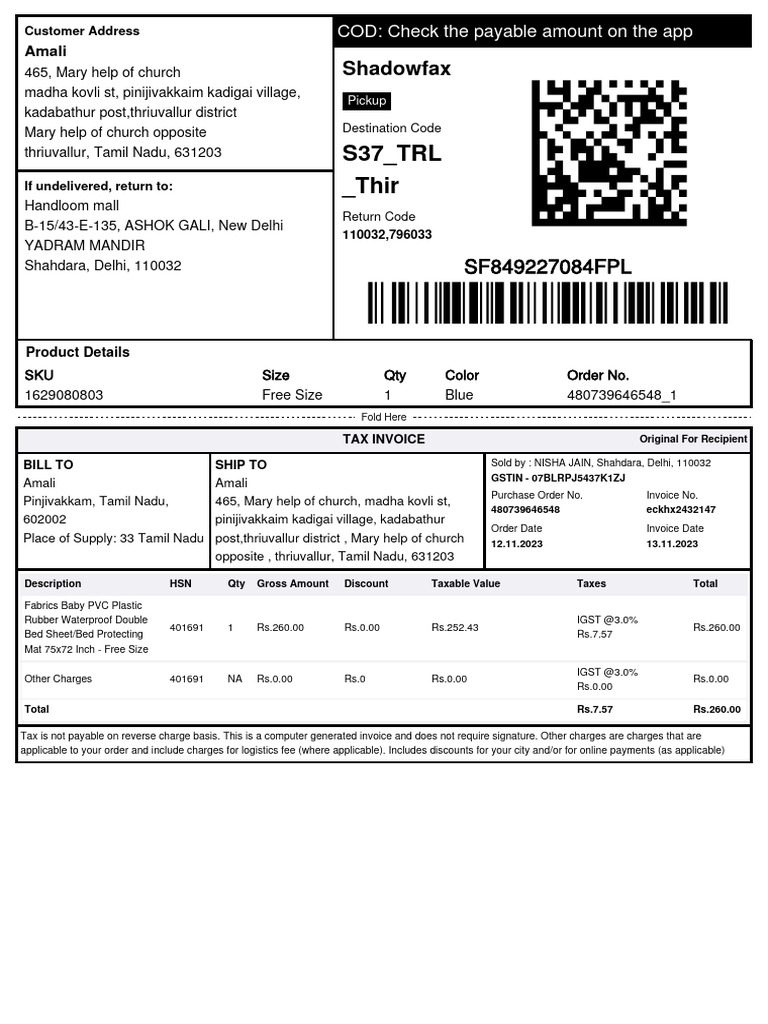 Customer Invoices for Bed Sheets | PDF | Invoice | Taxes