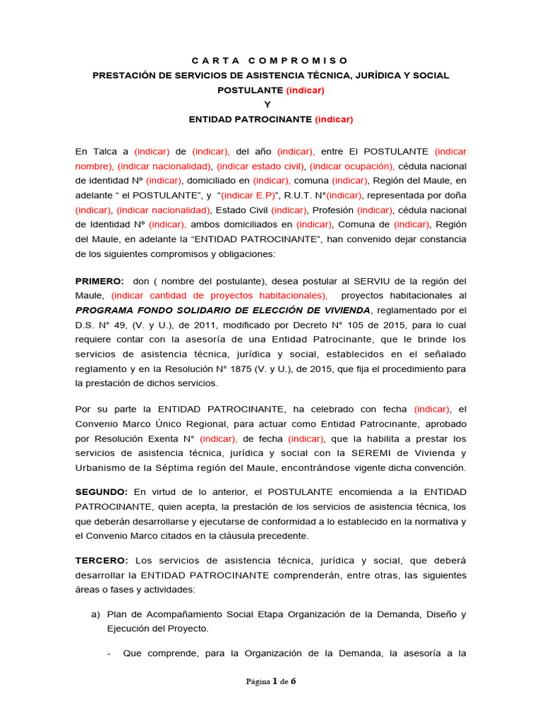 Carta Compromiso Individual | PDF