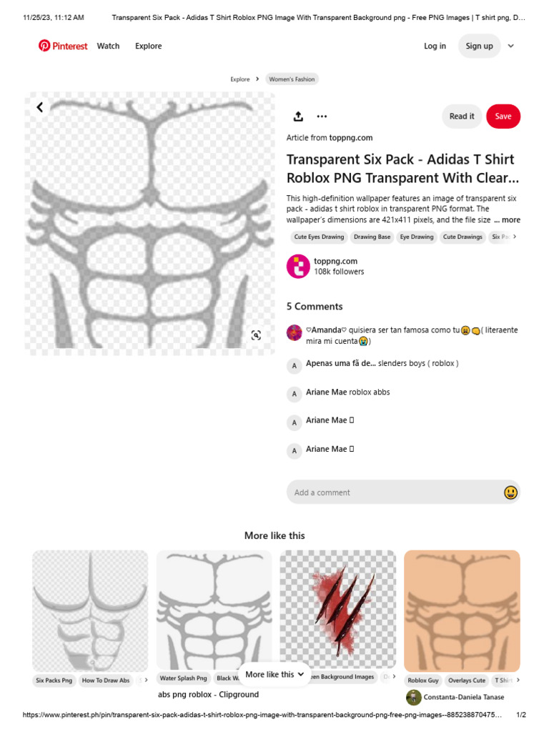 Transparent Six Pack - Adidas T Shirt Roblox PNG Transparent With Clear ...