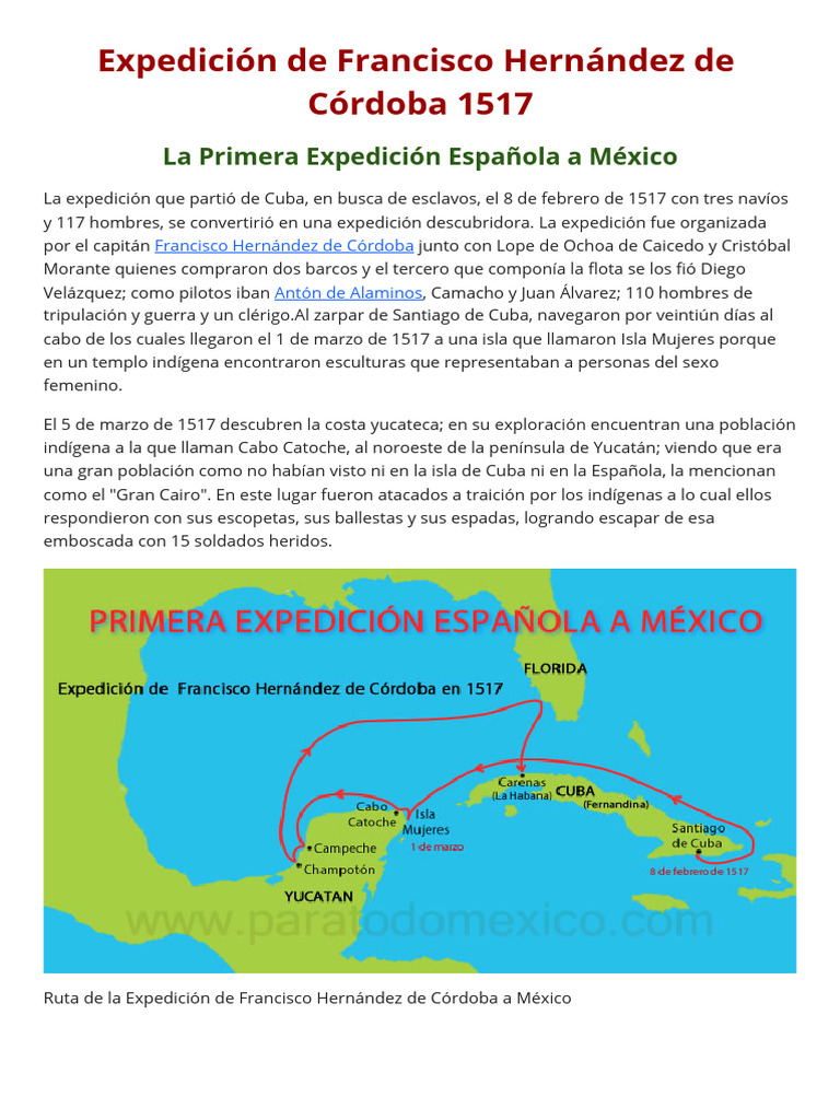 La Primera Expedición Española A México | PDF | Antiguas colonias ...