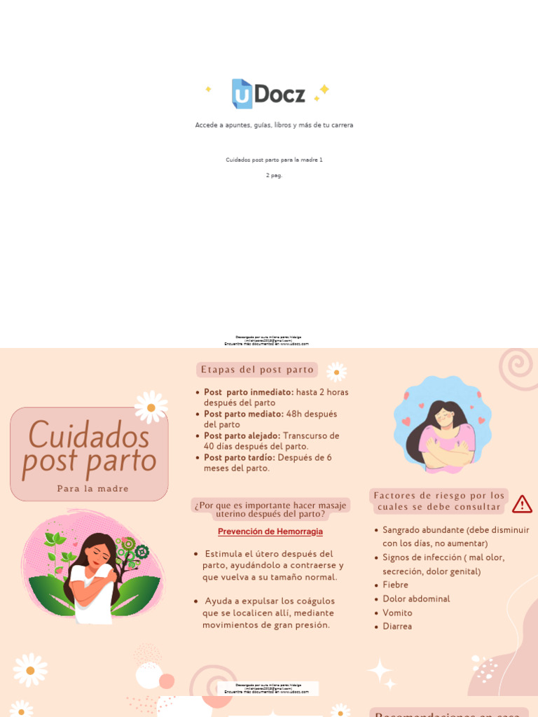 Cuidados Post Parto 626776 Downloadable 4749700 | PDF | Parto | Medicina