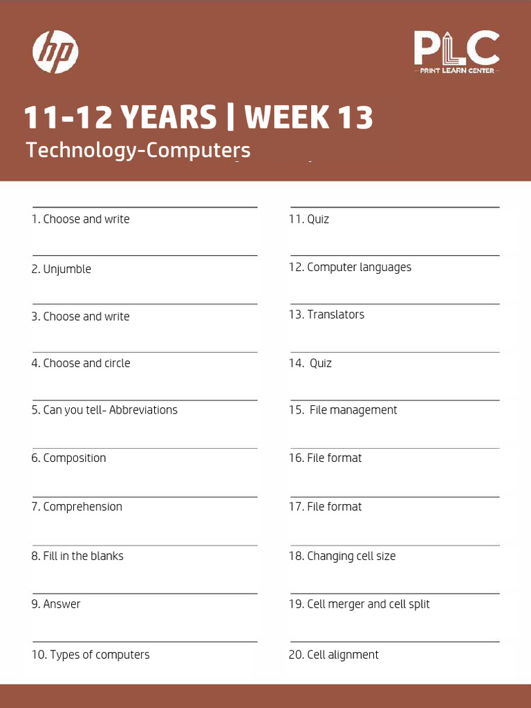 Class6 Technology Computers Worksheet | PDF | Computer Data Storage ...