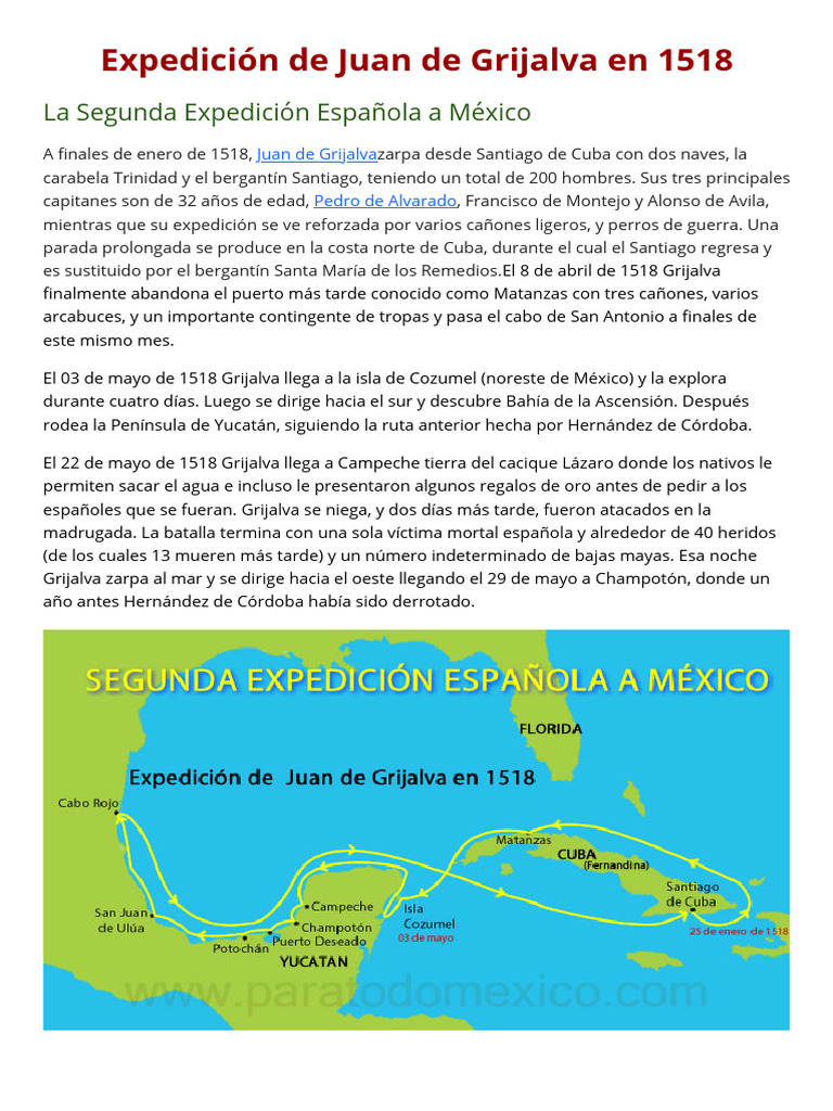 Expedición de Juan de Grijalva en 1518 | PDF | Conflictos del segundo ...