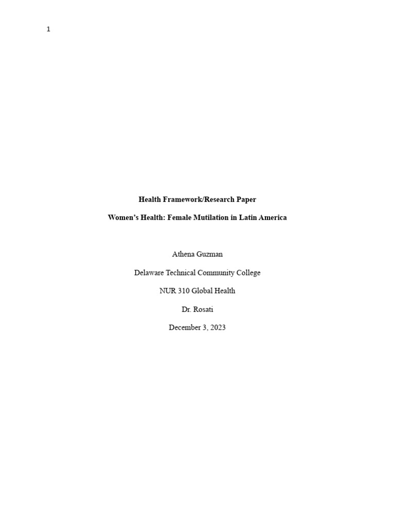 Health Framework Research Paper | PDF | Nursing | Female Genital Mutilation