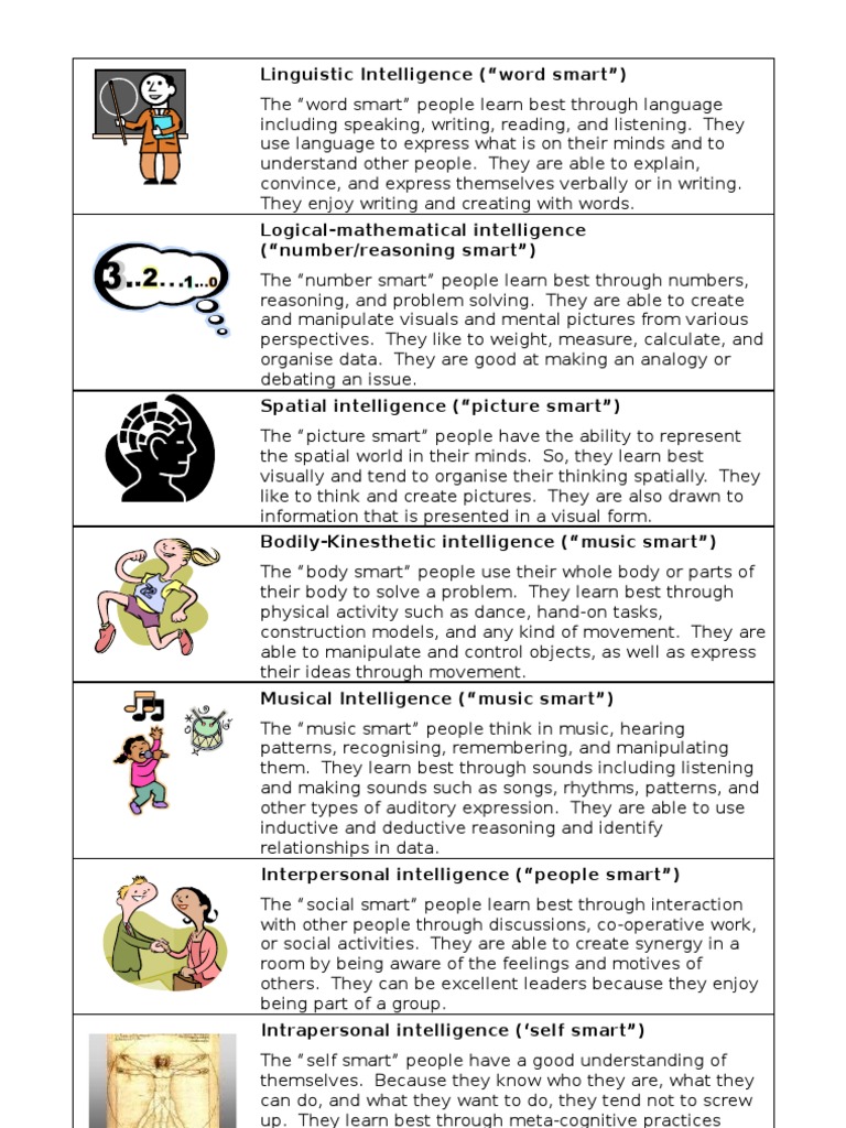 Multiple Intelligences Activity | PDF | Mind | Emergence