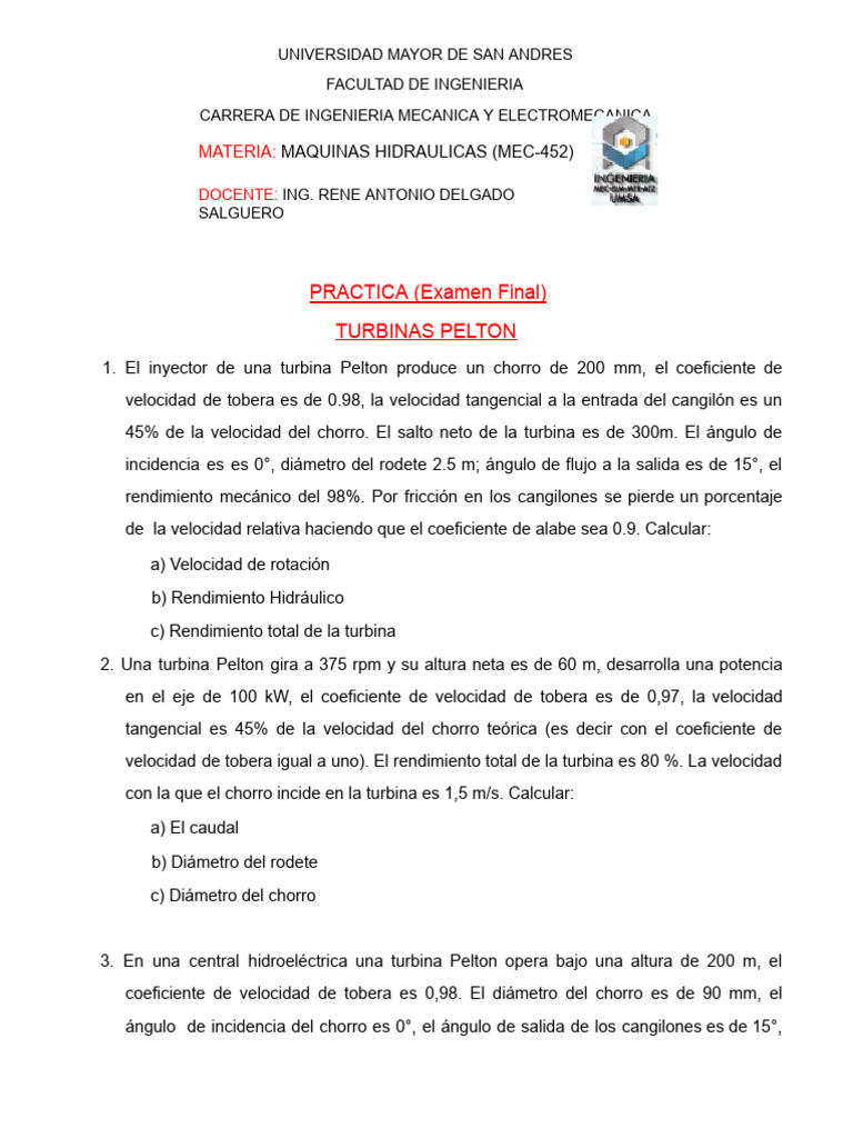 PRACTICA 3 Ex Final MEC-452 | PDF | Turbina | Ingeniería mecánica