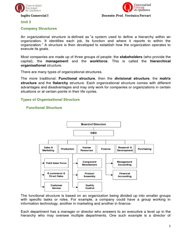 Understanding Company Structures | PDF | Organizational Structure | Sales
