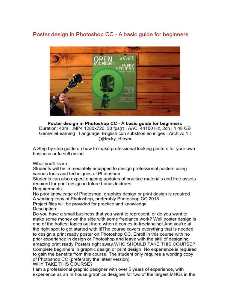 Beginner's Guide to Photoshop Poster Design | PDF | Adobe Photoshop ...