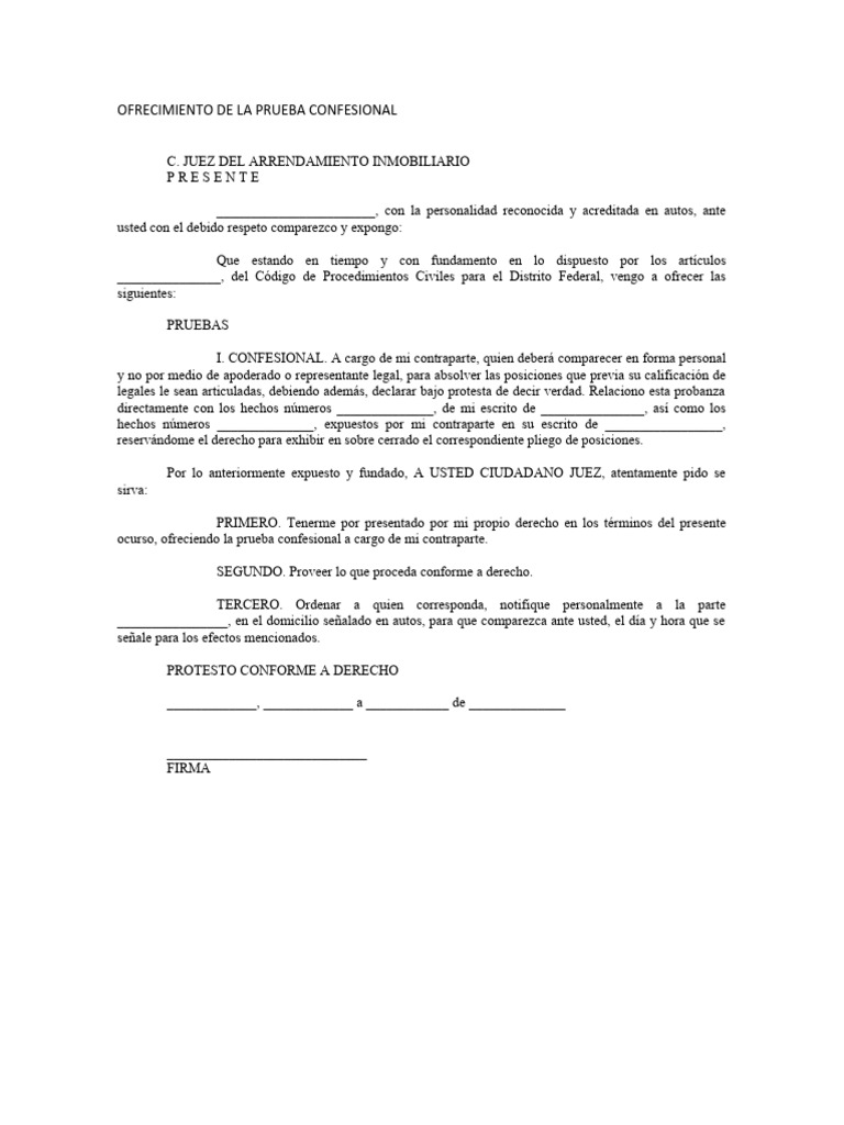 Ofrecimiento de La Prueba Confesional | PDF