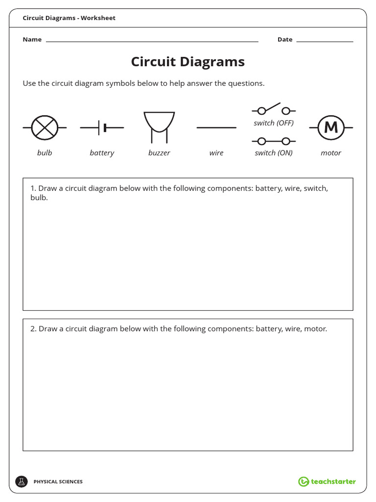 Circuit Diagrams Worksheet for Grade 9 | PDF | Switch | Electrical ...