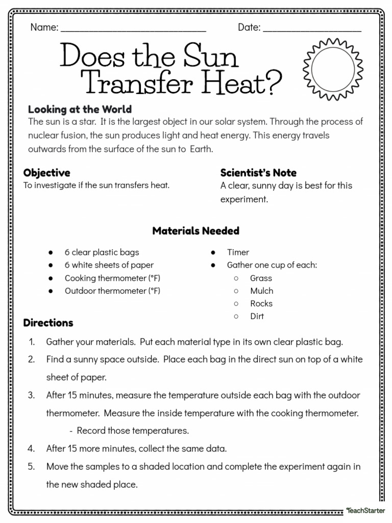 Sun Heat Transfer Experiment Guide | PDF | Sun | Heat