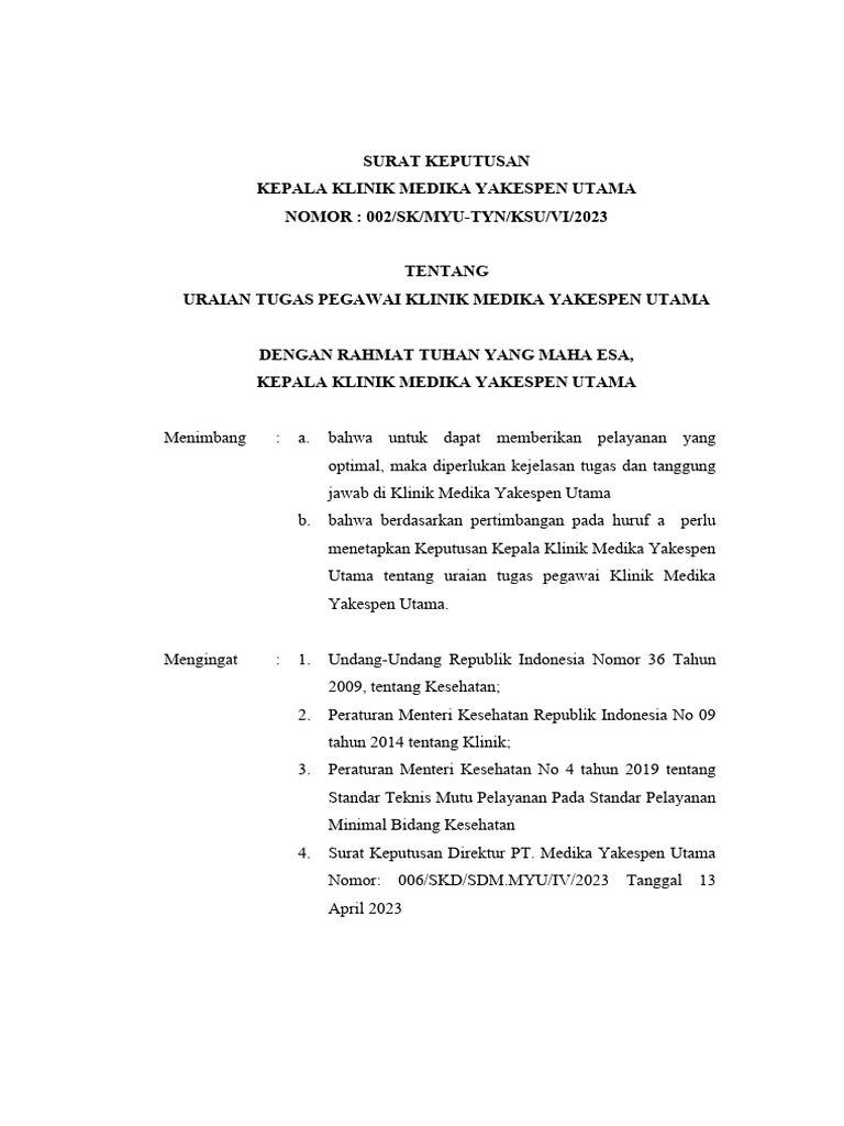 Uraian Tugas (Lampiran SK BSO) | PDF