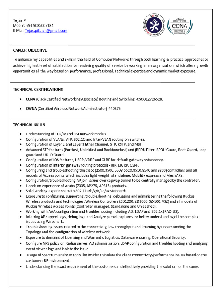 Tejas Unknown-Tejas 37099168 202204210142 Resume | PDF | Computer Network | Radius