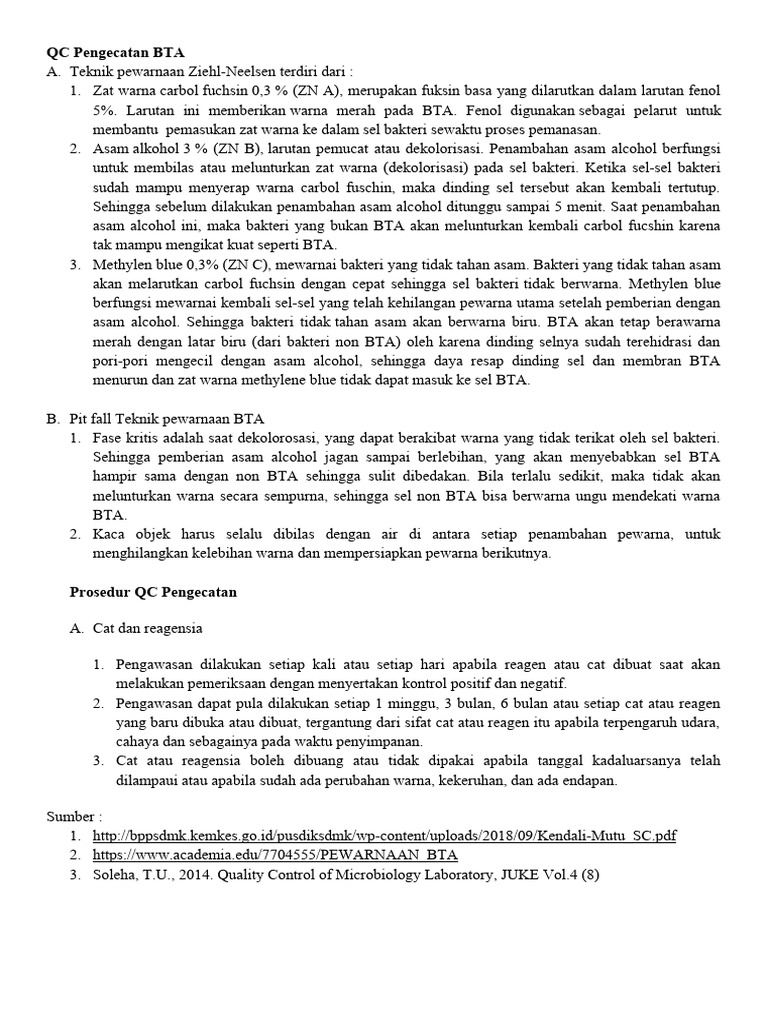 Teknik Pewarnaan BTA | PDF