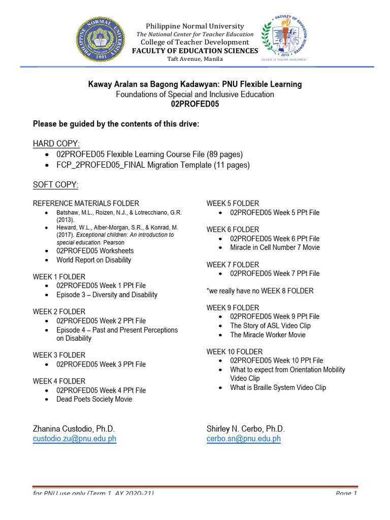 Course File Guide | PDF | Education Theory | Disability